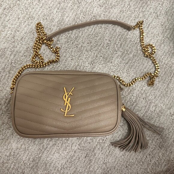 Yves Saint Laurent | Bags | Ysl Mini Lou Quilted Camera Bag Dark Beige ...